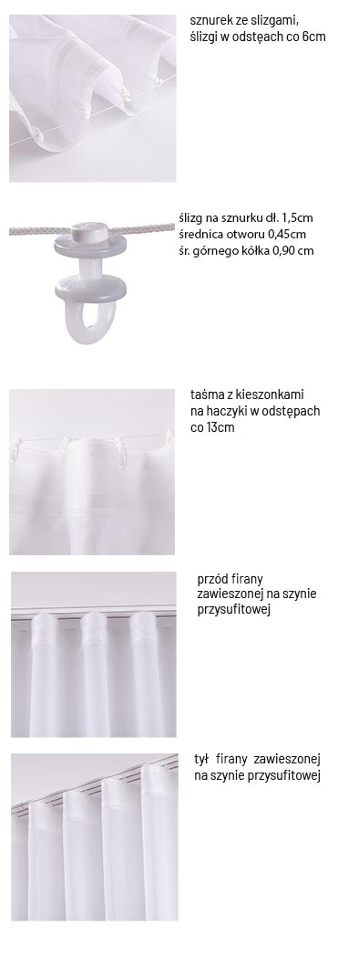 Firana na taśmie wave, biały ze wzorem, 186-51 - Dekoria.pl